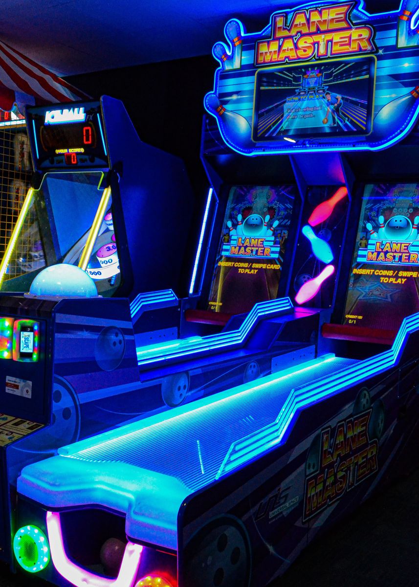 'Black Light Arcade Bowling' Poster, picture, metal print, paint by ...
