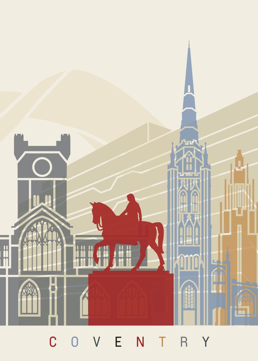 'Coventry skyline ' Poster, picture, metal print, paint by Cristina ...