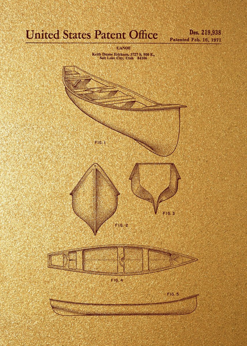 '11 Canoe Patent Print' Poster, picture, metal print, paint by Danika ...