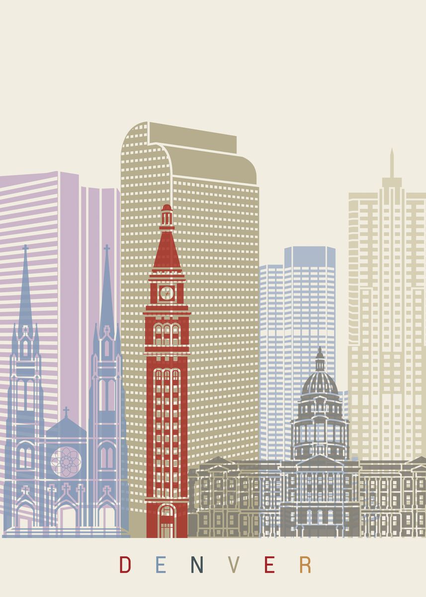 'Denver skyline ' Poster, picture, metal print, paint by Cristina ...