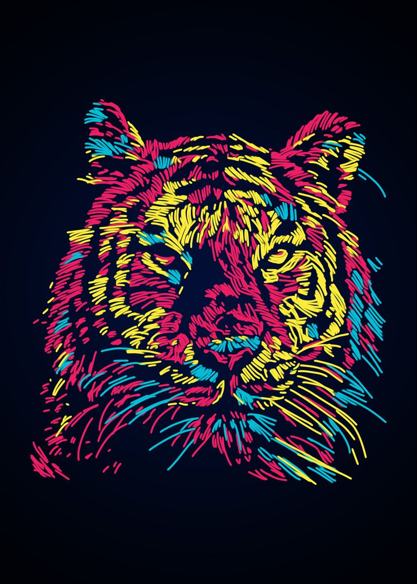 'Abstract colorful Tiger' Poster by Michael Landsberger | Displate