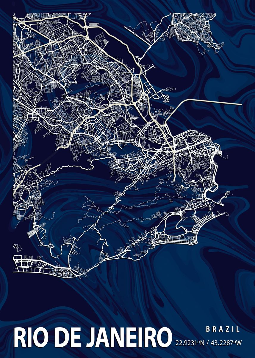 'Rio de Janeiro Map Brazil' Poster by Max Ronn | Displate