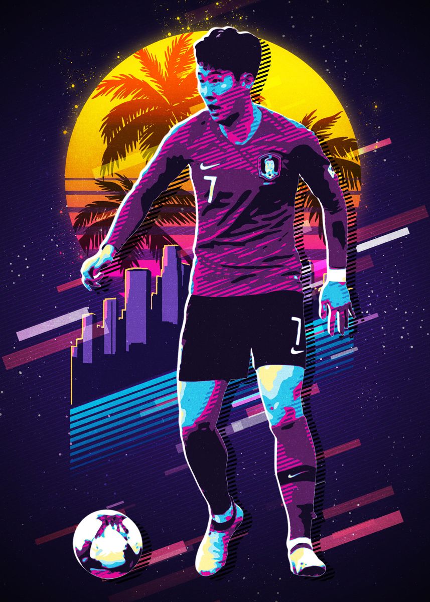 'Son Heung Min football ' Poster, picture, metal print, paint by Retro ...