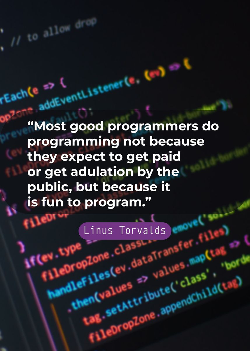 'Quote Programmer Linus ' Poster, picture, metal print, paint by Masmus ...