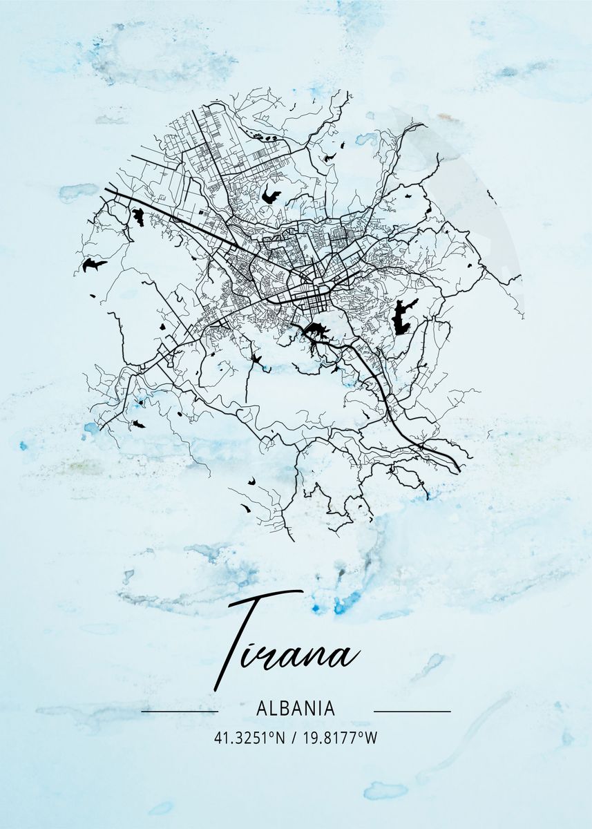 'Tirana Alpha Watercolor Ma' Poster, picture, metal print, paint by ...
