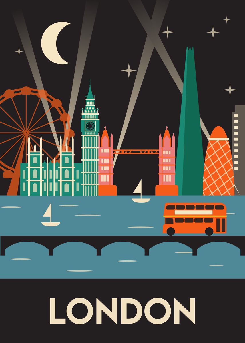 'London City' Poster, picture, metal print, paint by Cheryl Windsor ...