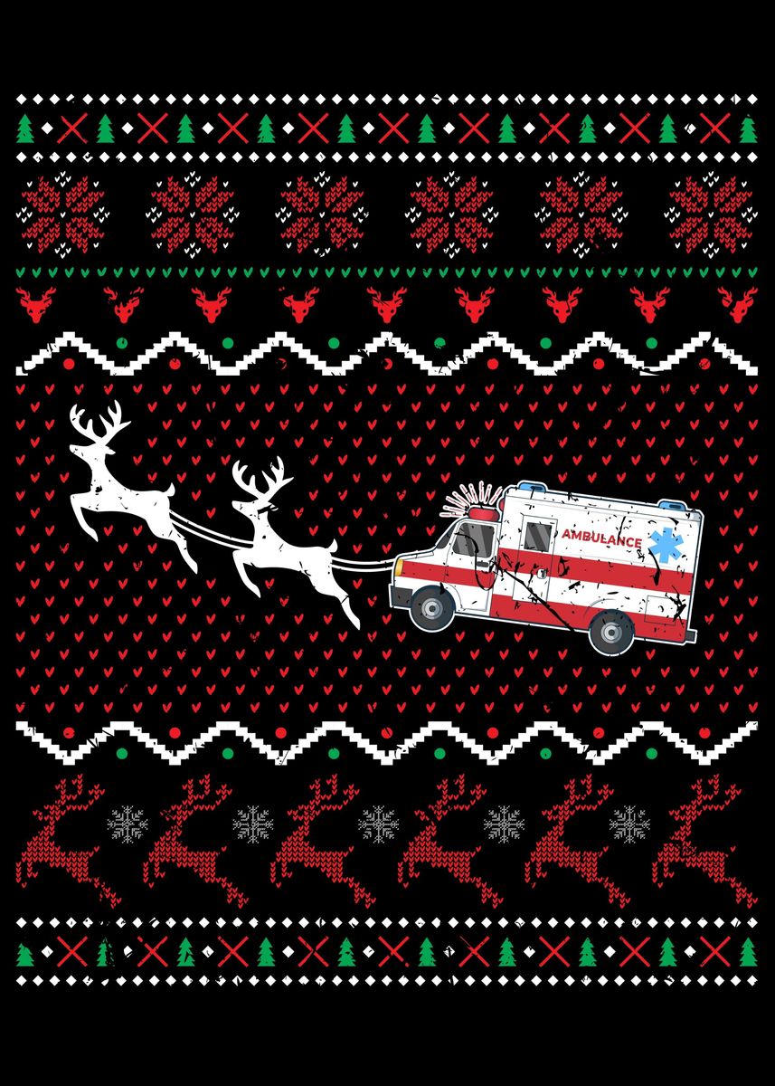 'Xmas Paramedic Ambulance' Poster, picture, metal print, paint by ...