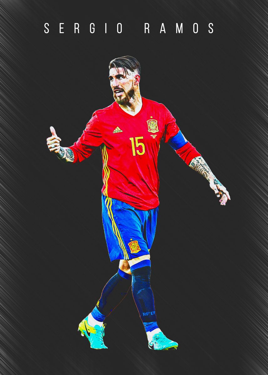 'Sergio Ramos Spain' Poster, picture, metal print, paint by Eleanor ...
