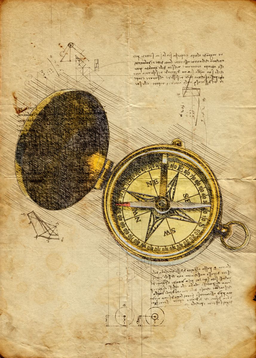 'Compass' Poster, picture, metal print, paint by Posterlicious | Displate