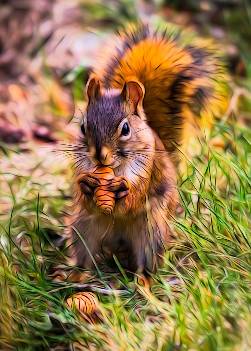 'Red Squirrel' Poster, picture, metal print, paint by Armstrong | Displate