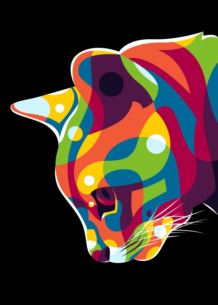 'Cat from Side View' Poster, picture, metal print, paint by Lintang ...