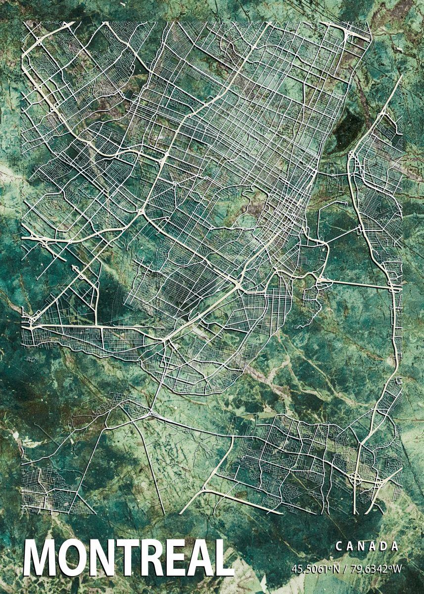 'Montreal City Map Canada' Poster, picture, metal print, paint by Max ...