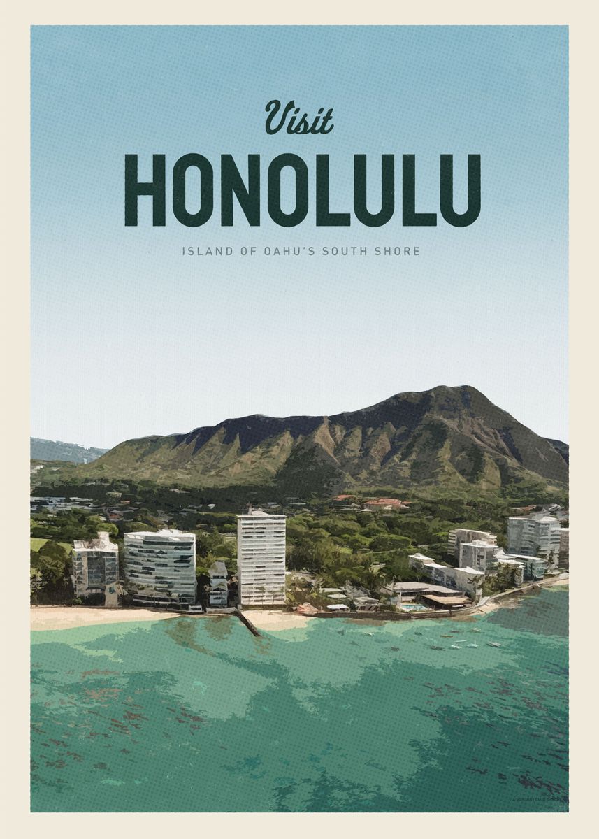'Visit Honolulu' Poster by Mercury Club | Displate