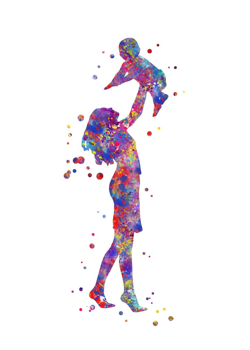 'Mom and baby ' Poster, picture, metal print, paint by RosaliasArt ...