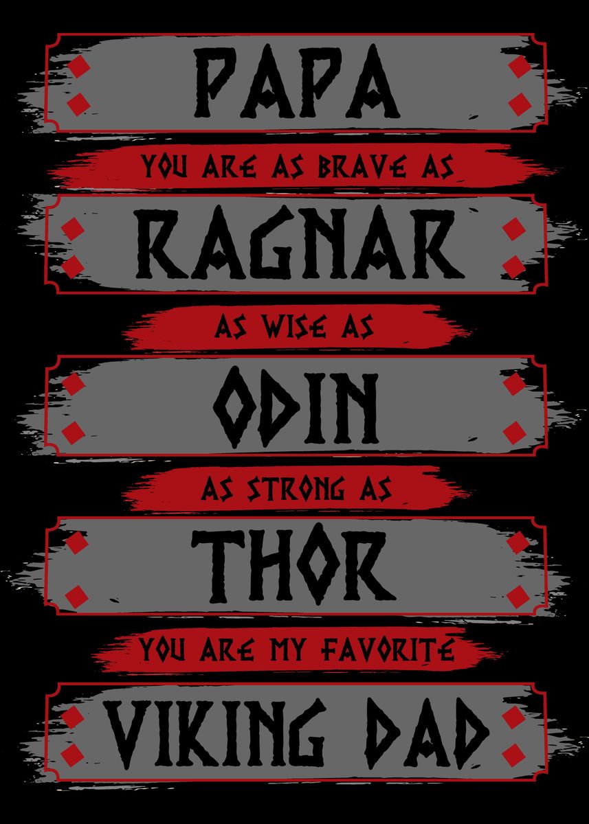 'Norse Papa Best Viking Dad' Poster, picture, metal print, paint by ...