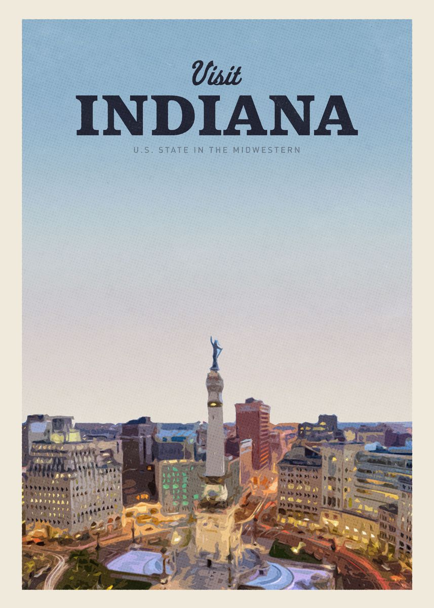 'Visit Indiana' Poster, picture, metal print, paint by Mercury Club ...