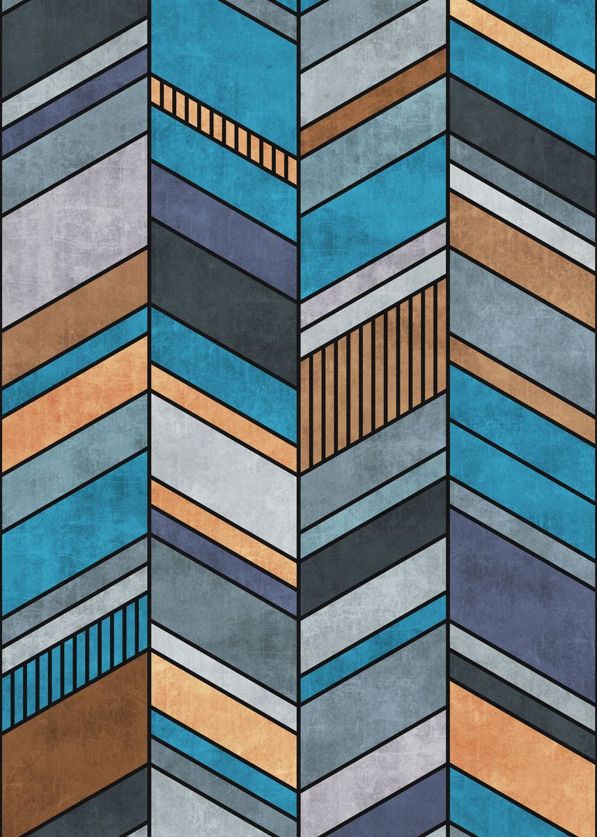 'Colorful Concrete Chevron ' Poster by Zoltan Ratko | Displate