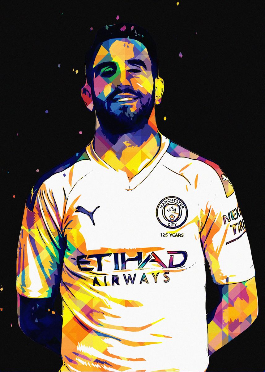 'Riyad Mahrez' Poster, picture, metal print, paint by HildaWarren ...