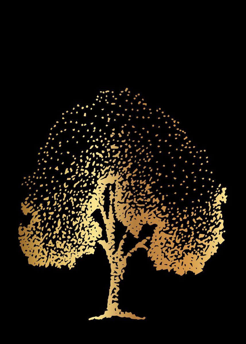 'Gold Vintage Tree 2' Poster, picture, metal print, paint by Maricris M ...