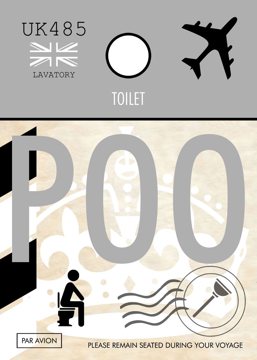 'UK POO AIRPORT CODE' Poster, picture, metal print, paint by Atomic ...
