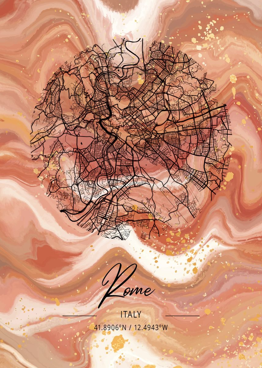 'Rome City Map Italy marble' Poster by Max Ronn | Displate