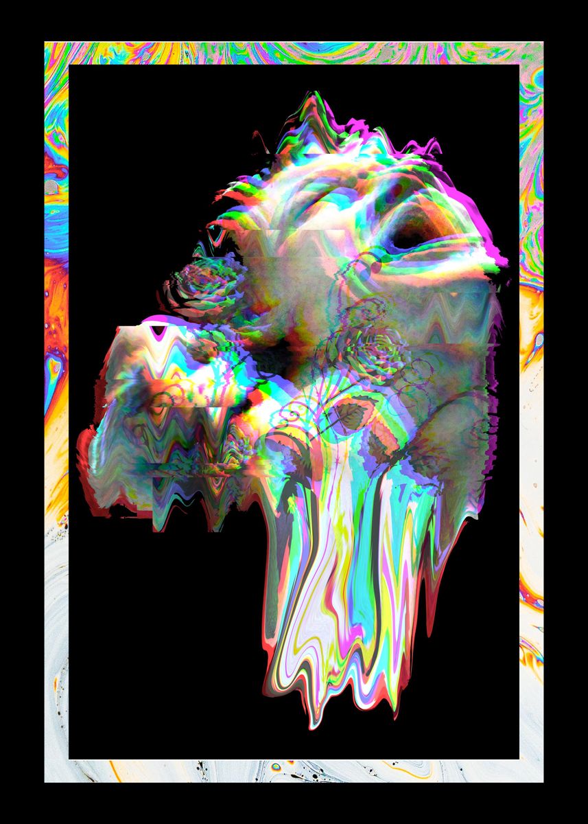 'Greek Statue Synthwave' Poster, picture, metal print, paint by ...