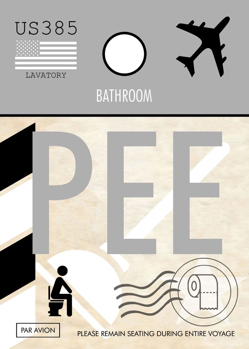'USA PEE AIRPORT CODE' Poster, picture, metal print, paint by Atomic ...
