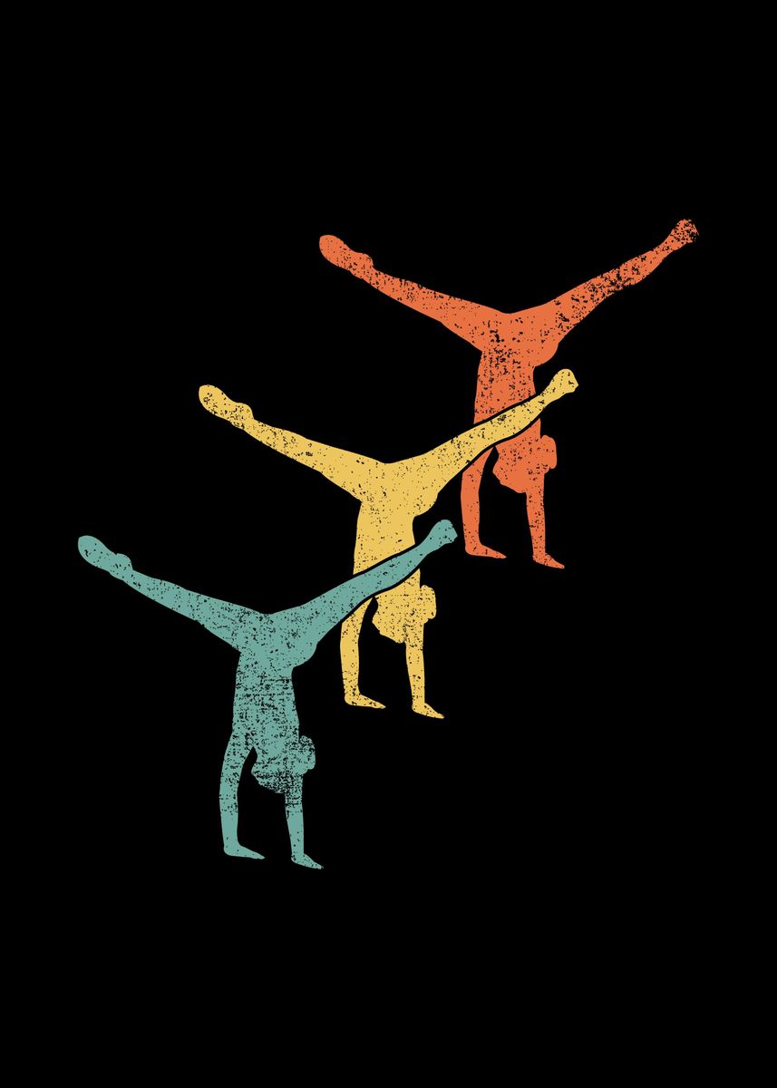 'Gymnasts Wheel Stroke' Poster, picture, metal print, paint by Mealla ...