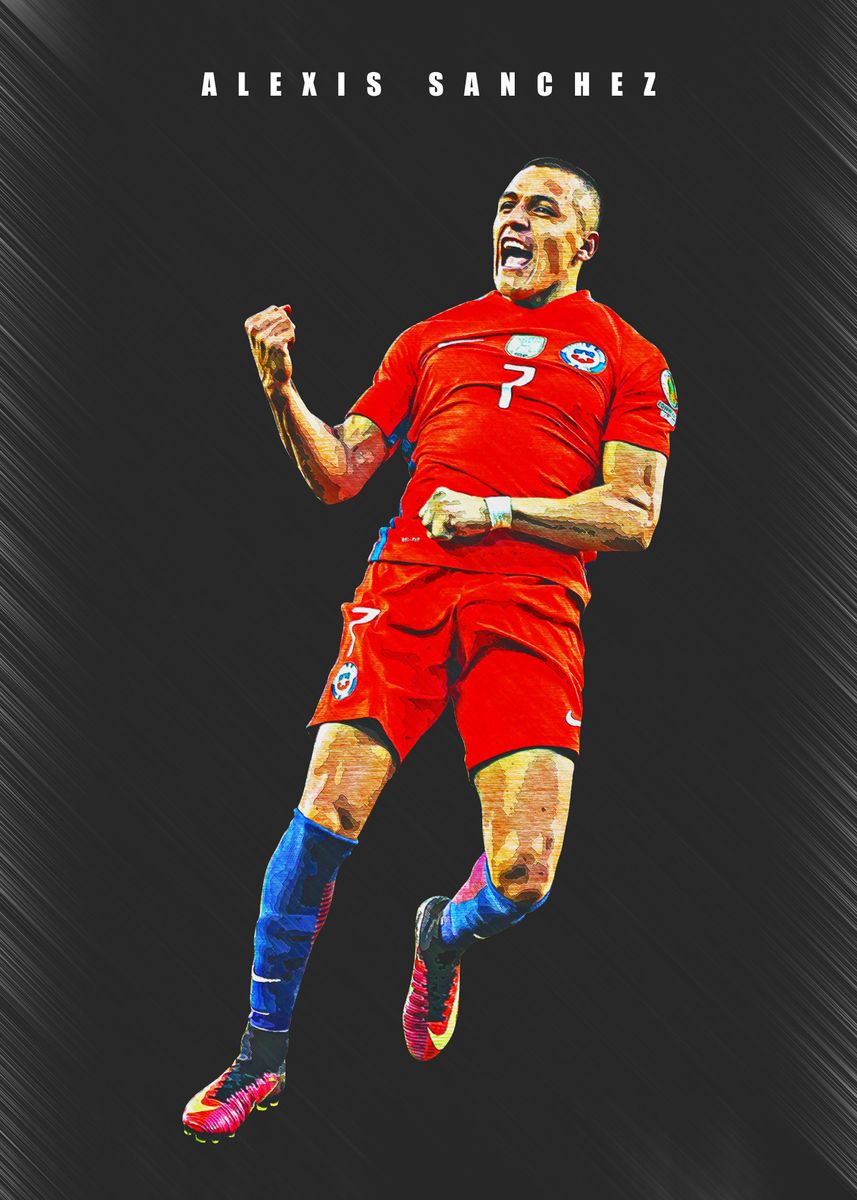 'Alexis Sanchez Chile' Poster, picture, metal print, paint by Eleanor ...
