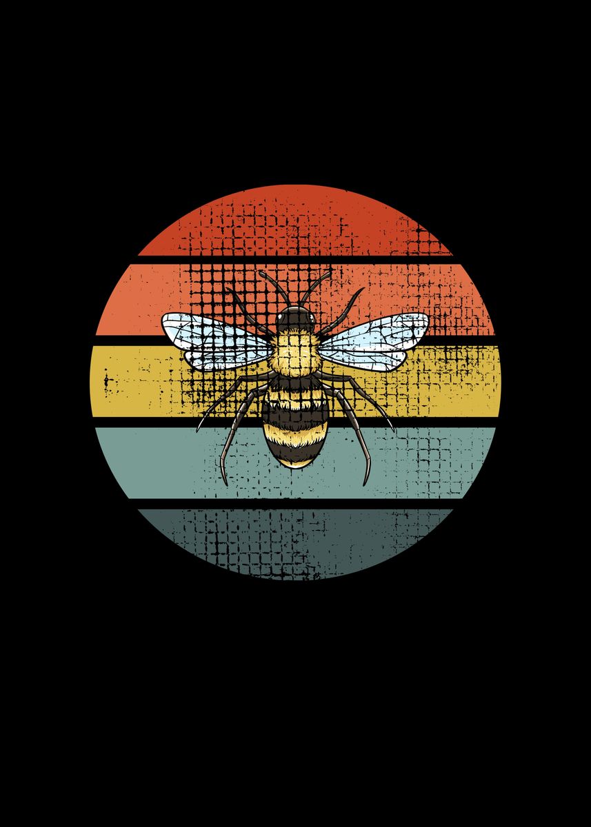 'Bee Retro Vintage' Poster, picture, metal print, paint by Shiva121 ...