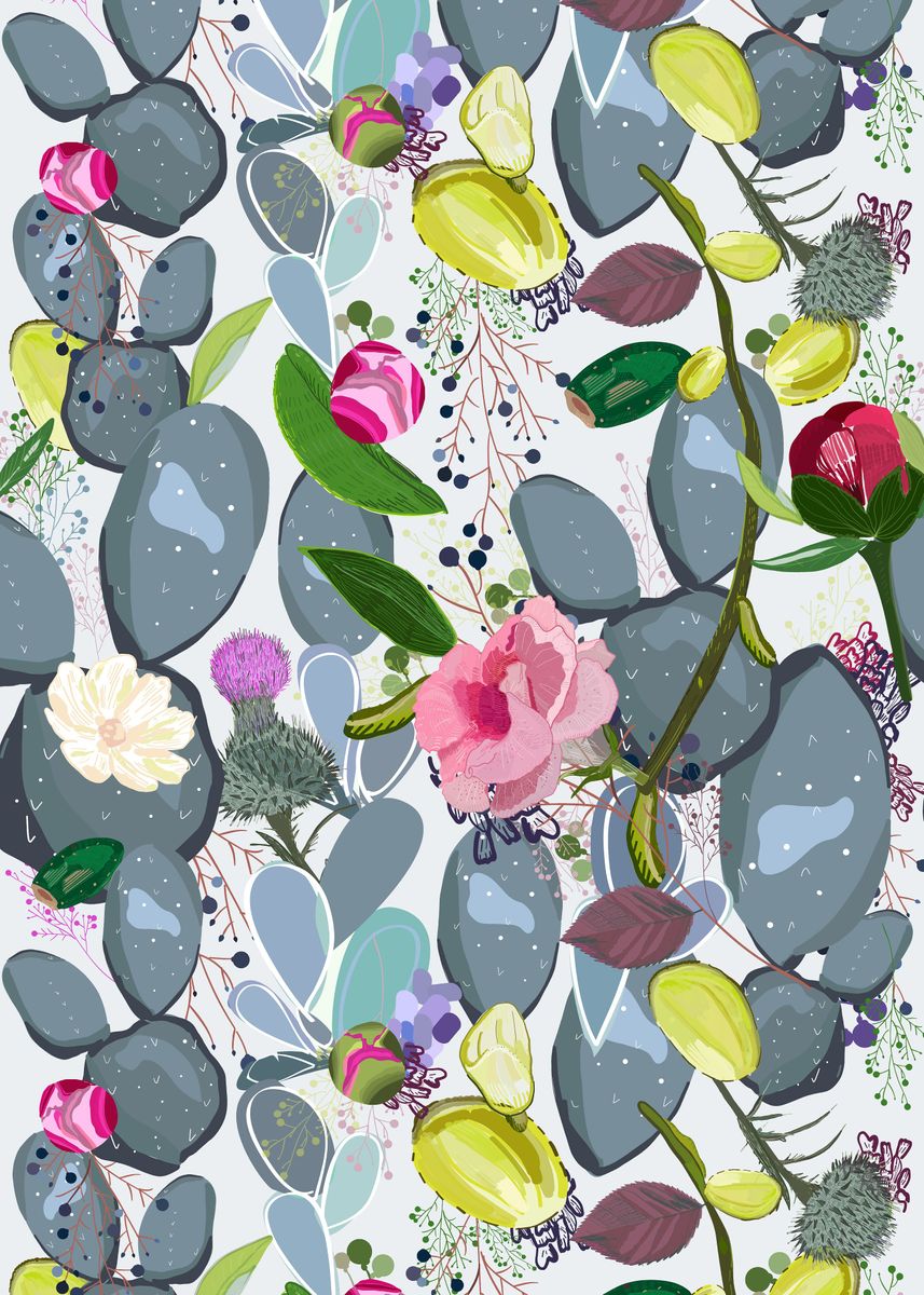 'Succulent cactus flowers' Poster, picture, metal print, paint by ...