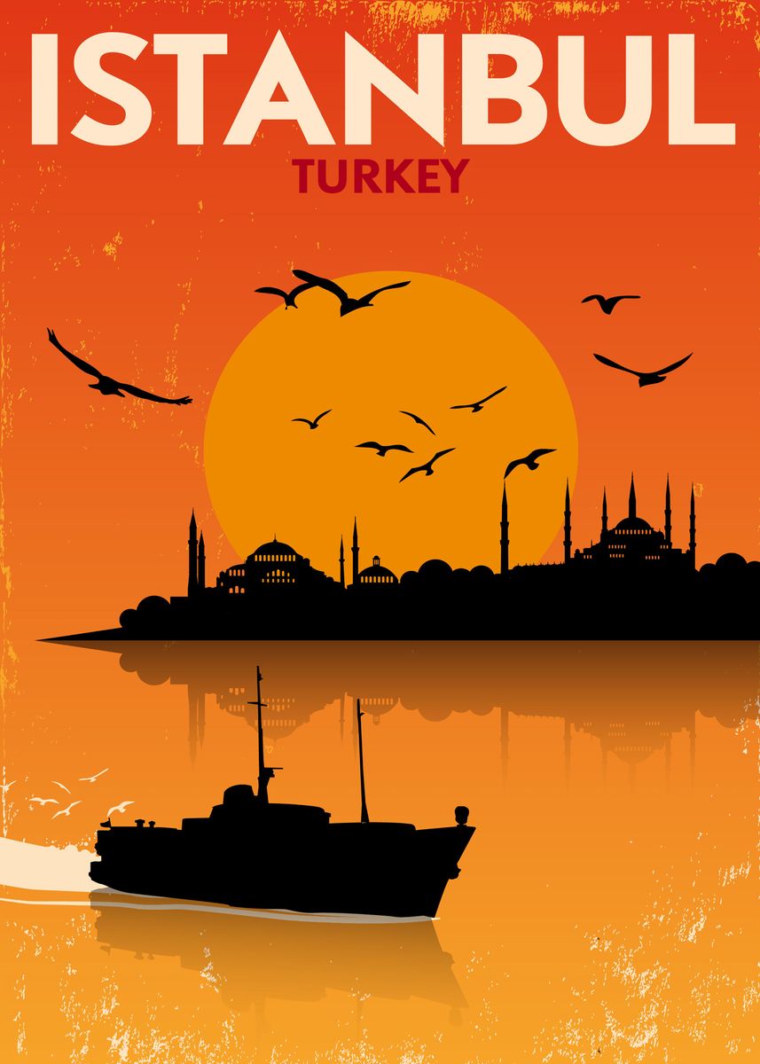 'Istanbul Turkey vintage' Poster, picture, metal print, paint by ...