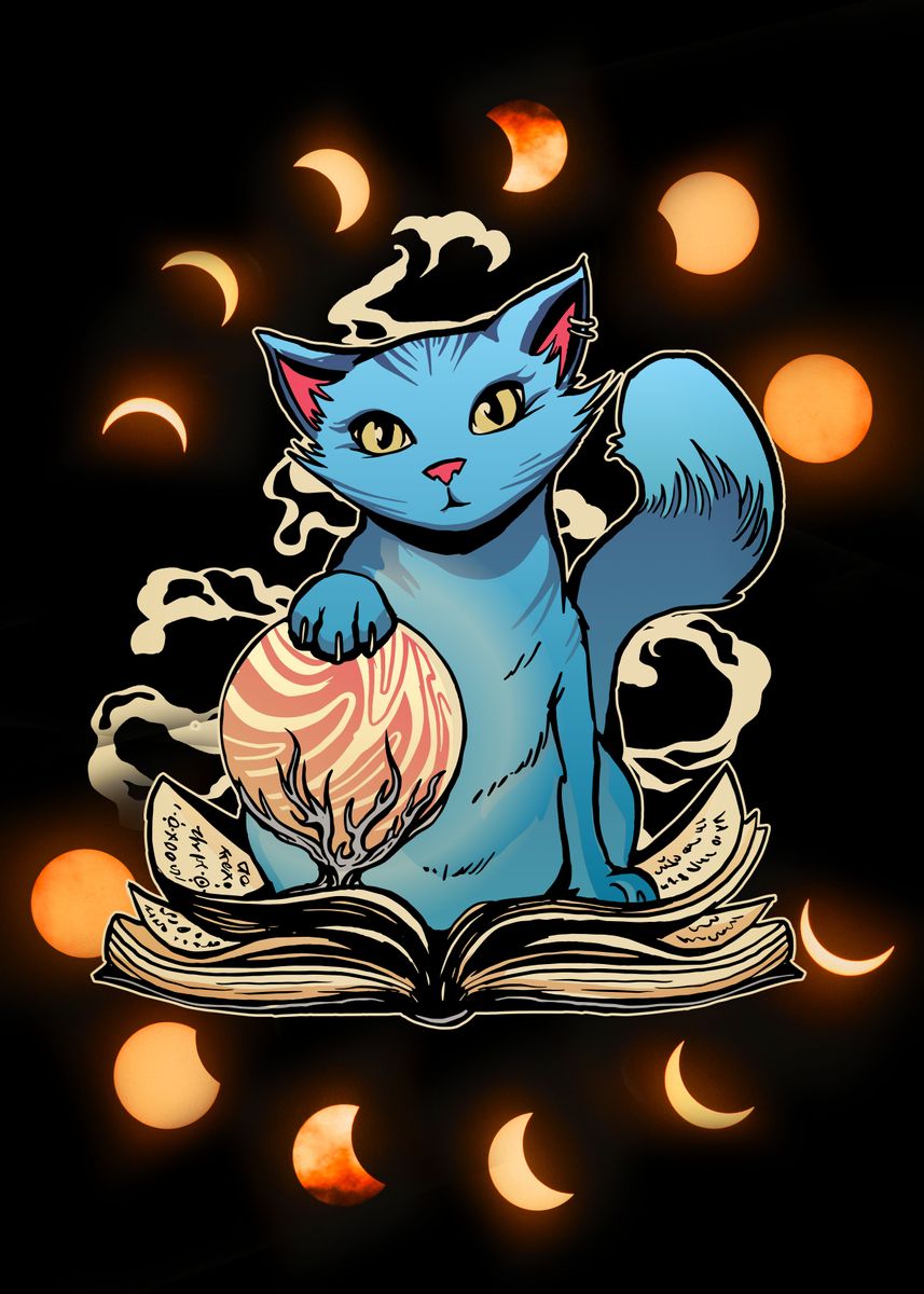 'Magic Cat Witch' Poster, picture, metal print, paint by BestPrints ...