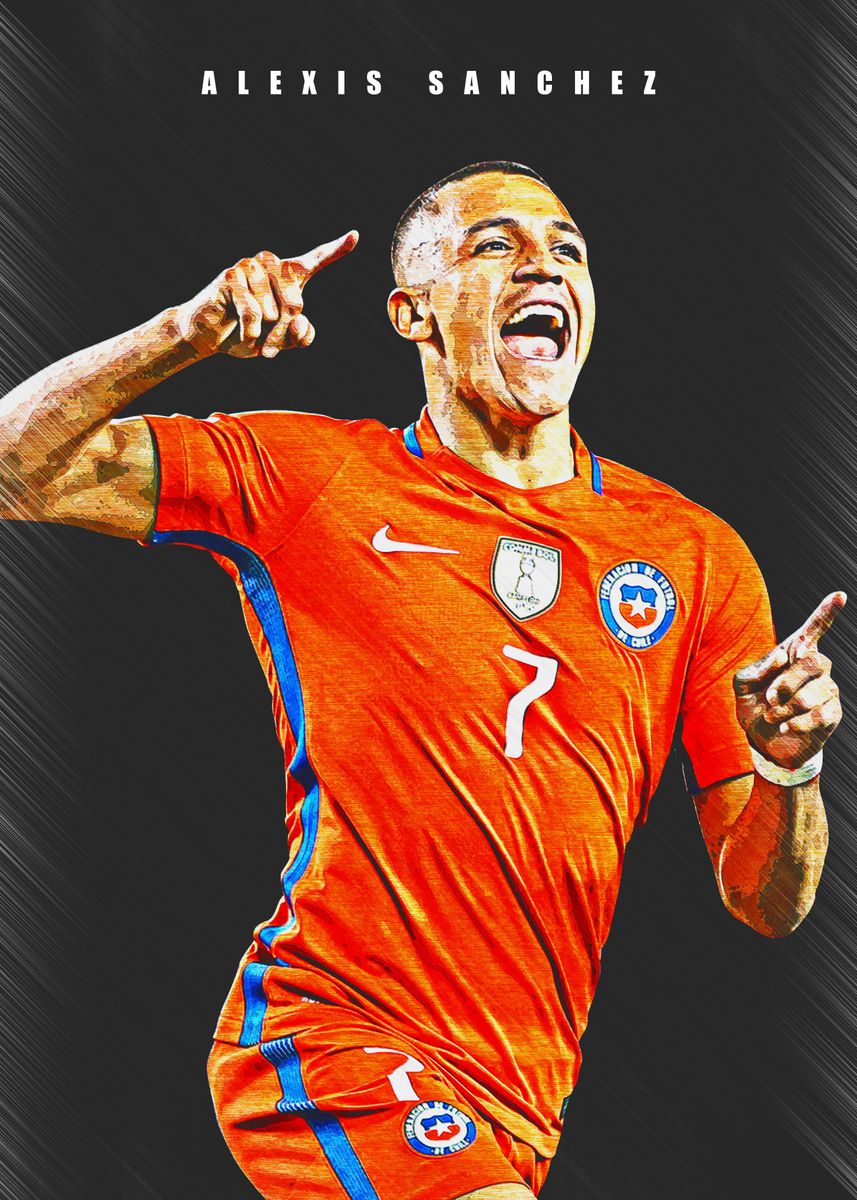 'Alexis Sanchez Chile' Poster, picture, metal print, paint by Eleanor ...