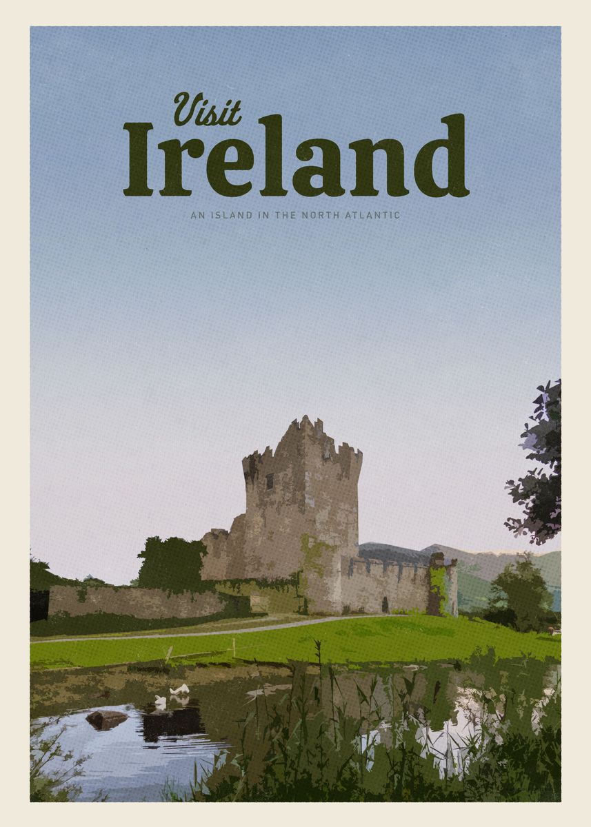 'Visit Ireland' Poster, picture, metal print, paint by Mercury Club ...