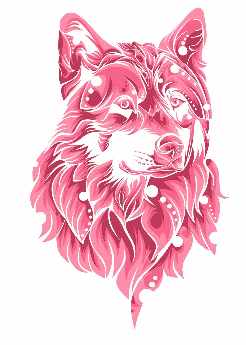 'pink wolf' Poster, picture, metal print, paint by erna setiawan | Displate