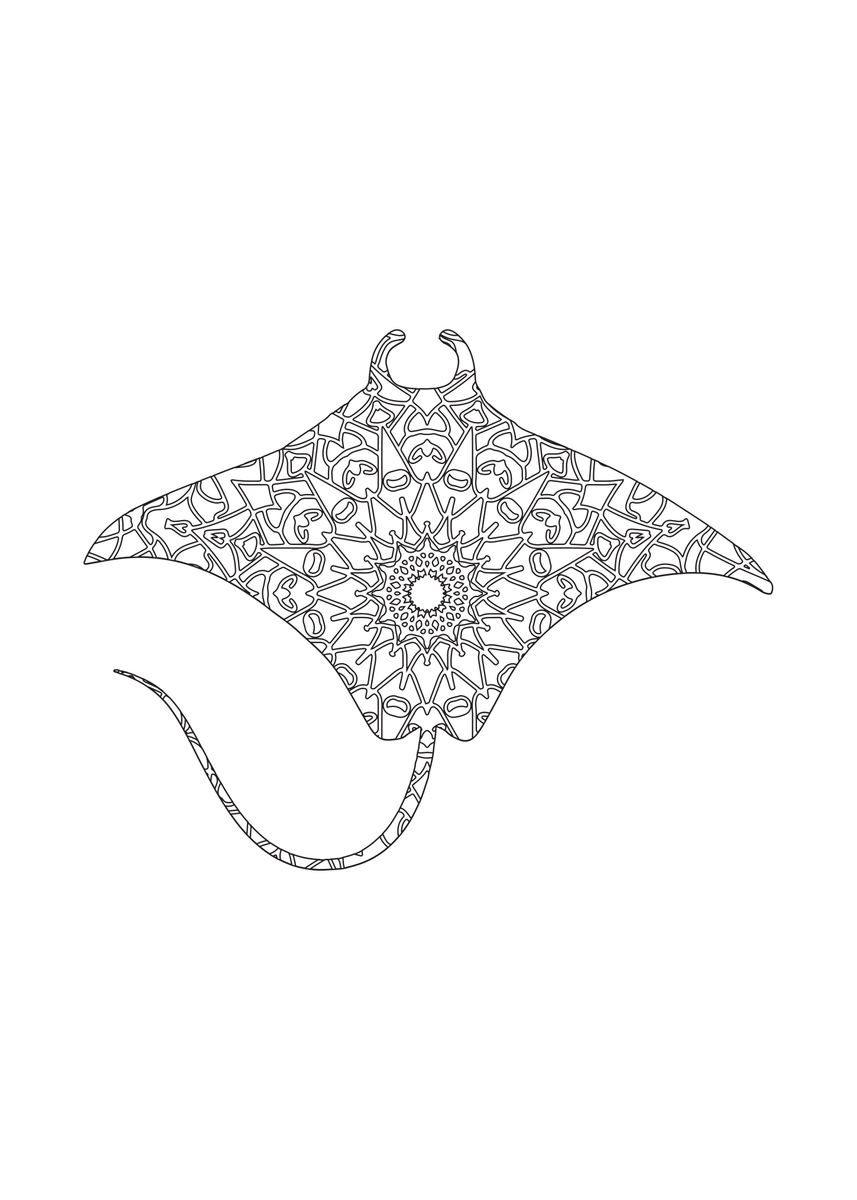 'Mandala Manta ray' Poster, picture, metal print, paint by RosaliasArt ...