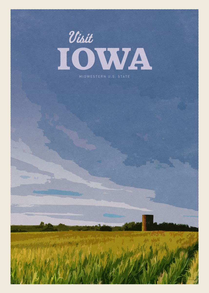 'Visit Iowa' Poster, picture, metal print, paint by Mercury Club | Displate