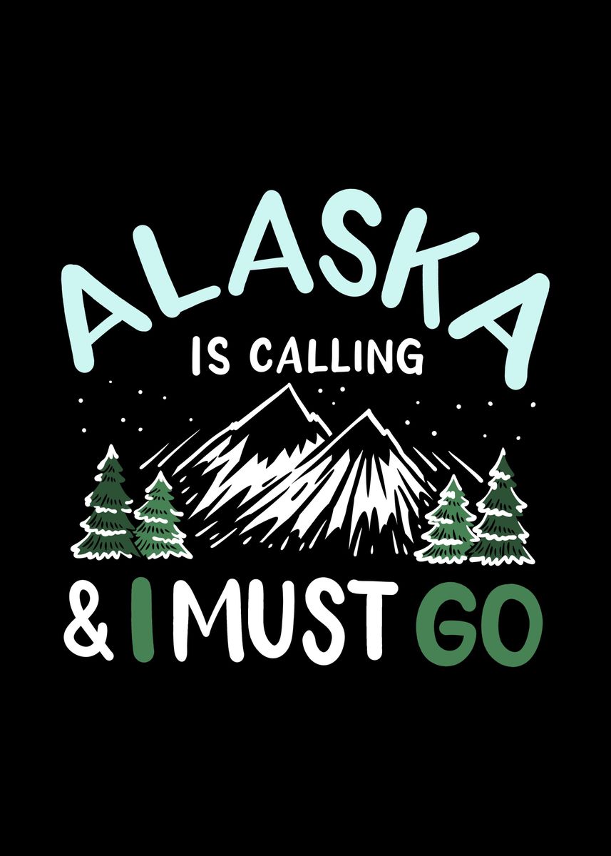 'Alaska Mountains Hiking' Poster, picture, metal print, paint by Mealla ...