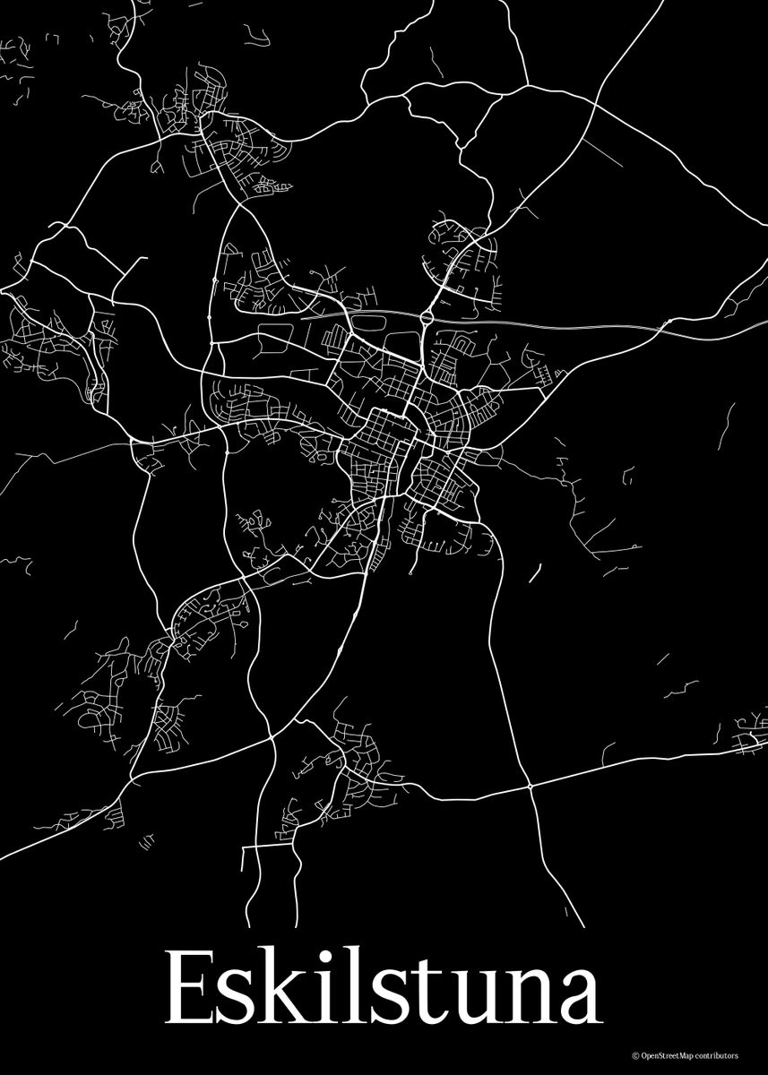 'Eskilstuna Black Map' Poster, picture, metal print, paint by Mappingz ...