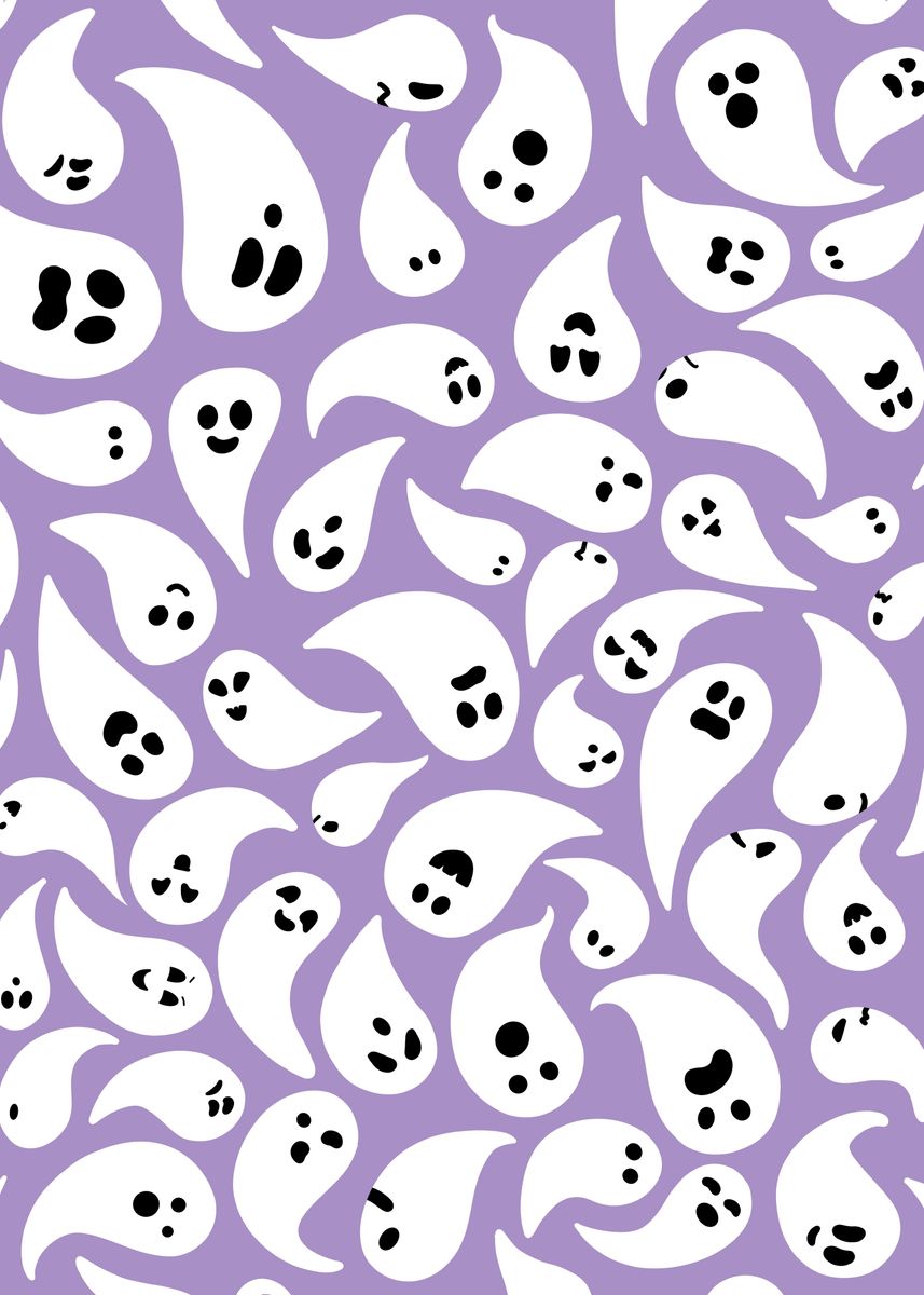 'Halloween Ghosts Pattern' Poster, picture, metal print, paint by ...