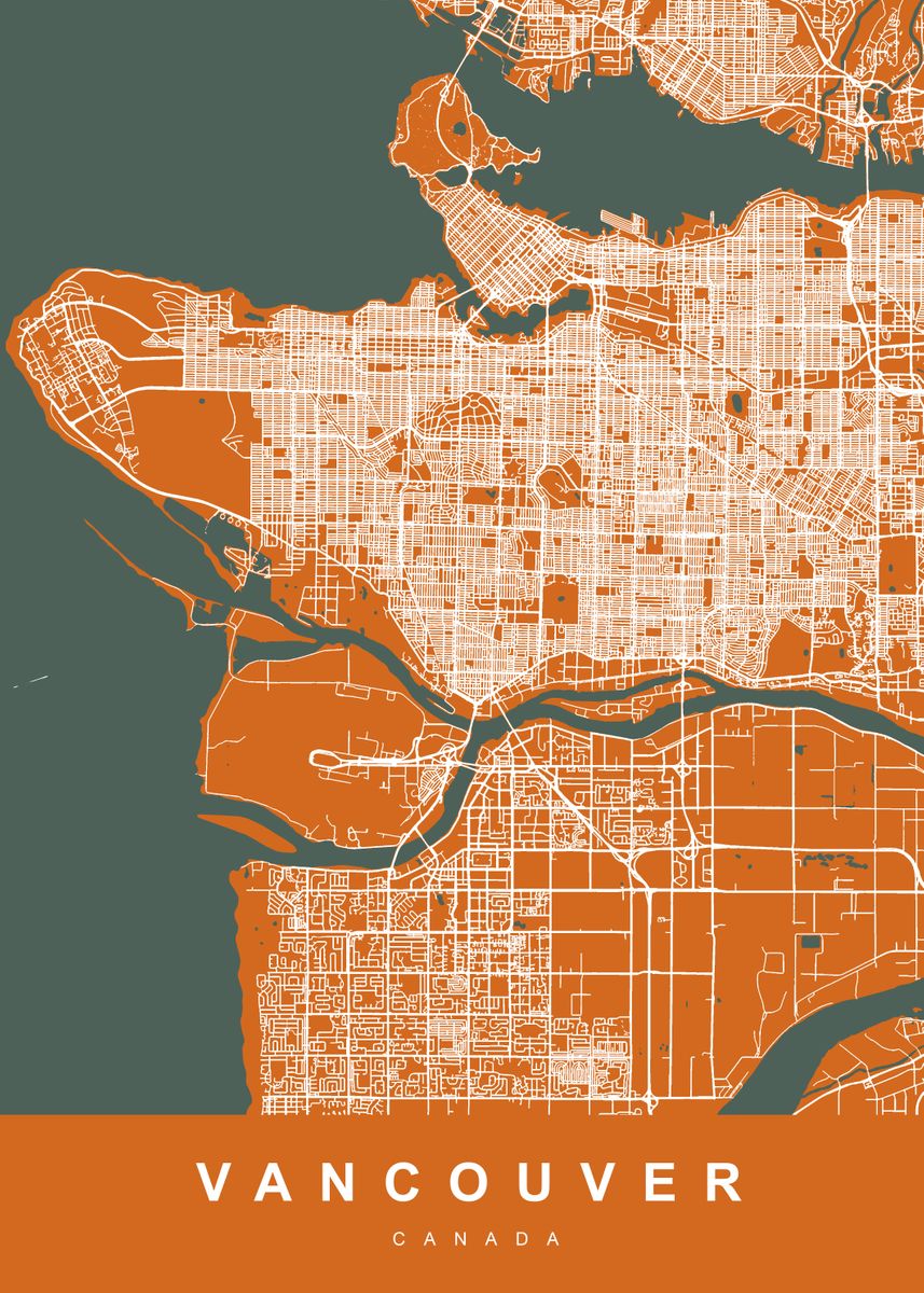 'VANCOUVER City Map Canada' Poster by UrbanMaps | Displate