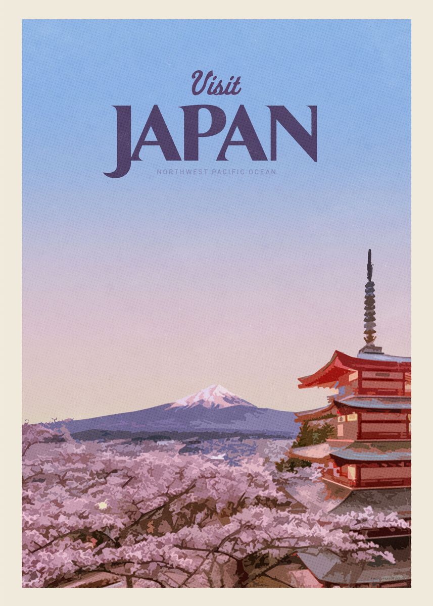 'Visit Japan' Poster, picture, metal print, paint by Mercury Club ...