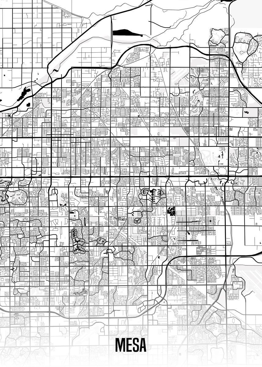 'Mesa white map' Poster, picture, metal print, paint by MAP BOY | Displate