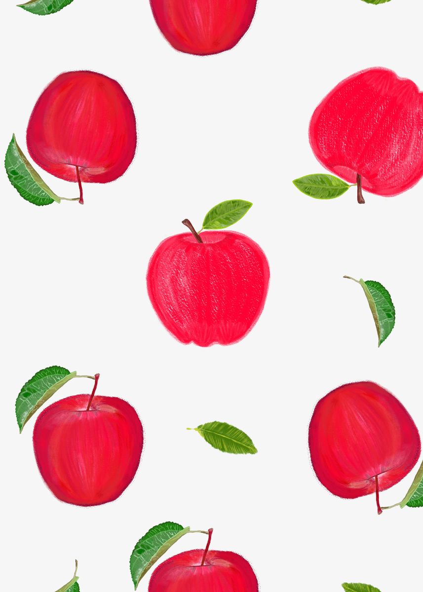 'Red apples' Poster, picture, metal print, paint by Gulsen Gunel | Displate