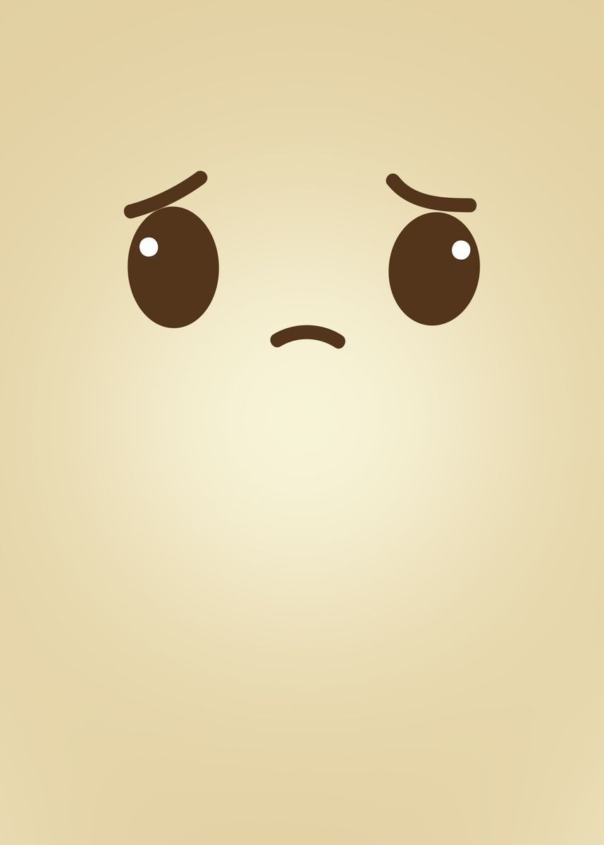 'Sad Cute Face Emoji' Poster, picture, metal print, paint by Tariq ...