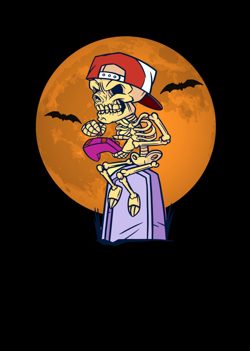 'Halloween Gaming Skeleton' Poster, picture, metal print, paint by to42 ...