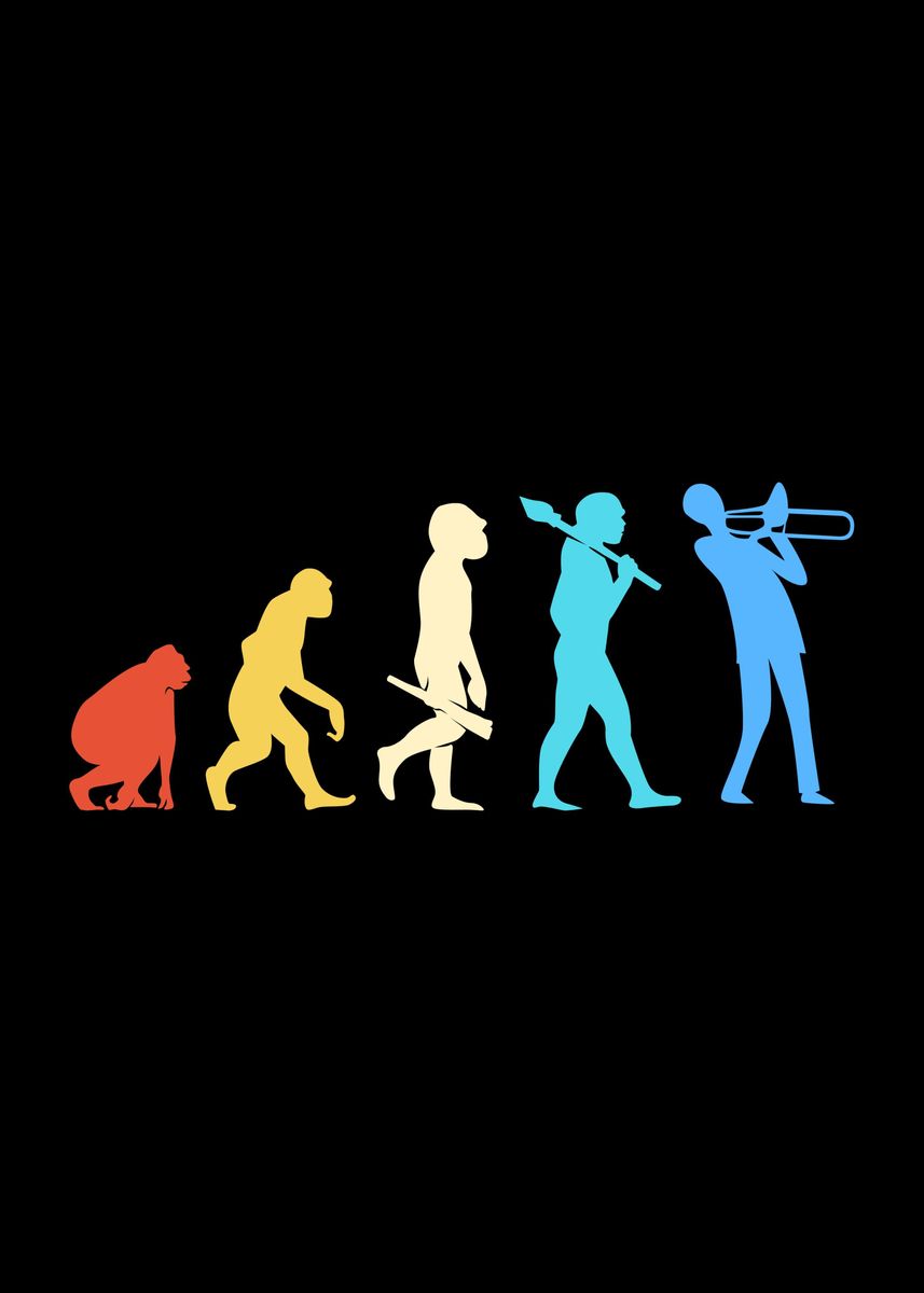 'Trombone Evolution' Poster, picture, metal print, paint by FunnyGifts ...