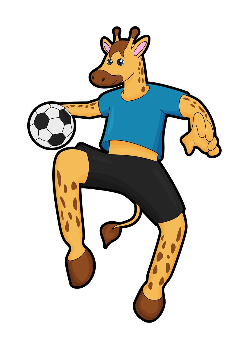 'Giraffe Soccer player' Poster, picture, metal print, paint by Markus ...