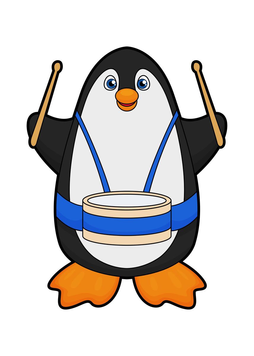 'Penguin Music Drum' Poster, picture, metal print, paint by Markus ...